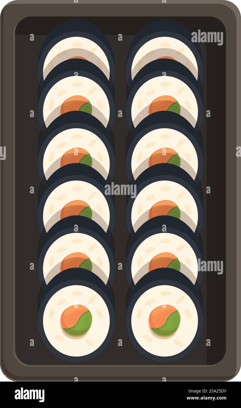 Sushi box deliver icon cartoon vector. Online shop meal. Fast food ...