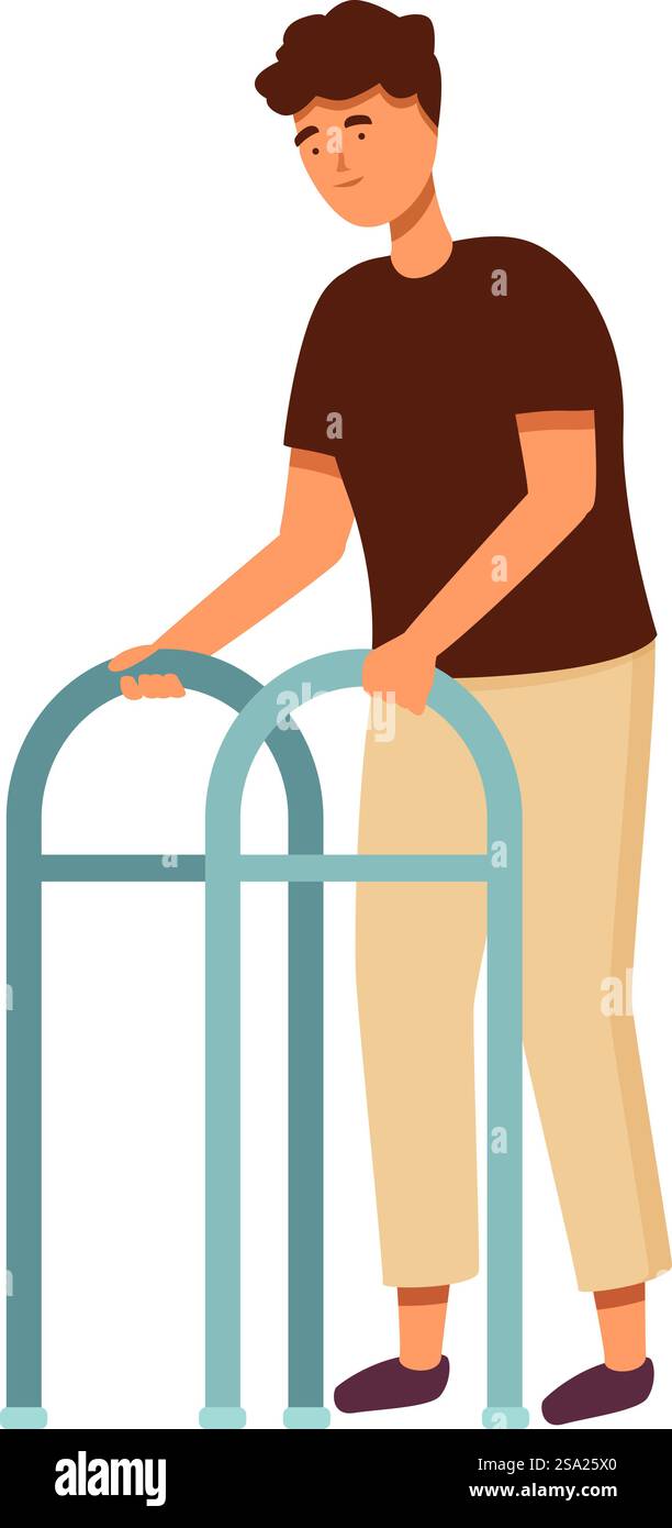 Training session on walker icon cartoon vector. Support people. Doctor ...