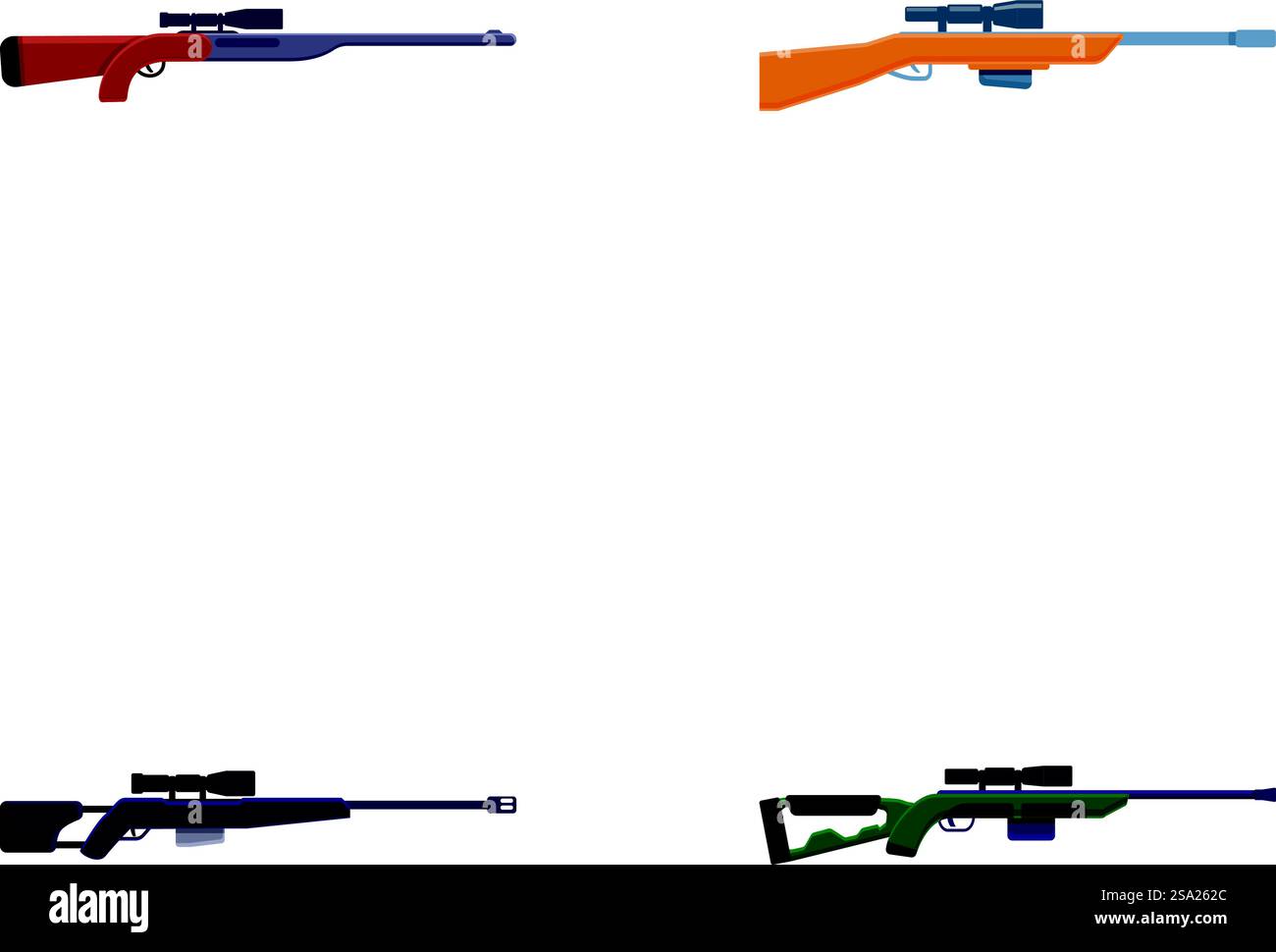 Sniper rifle icons set cartoon vector. Sniper firearm and hunter ...