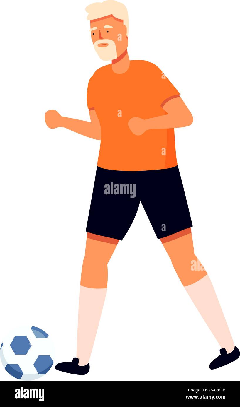 Senior shooting ball icon cartoon vector. Person game dance. Exercise ...