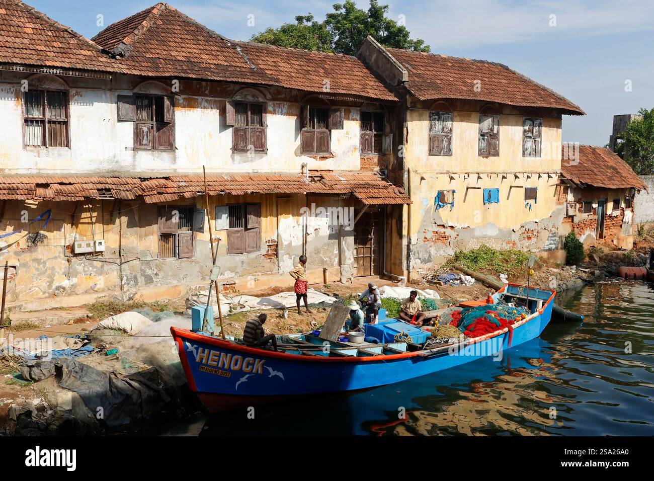 Fishing boat on the waterfront in Kochi, Kerala, India Stock Photo - Alamy