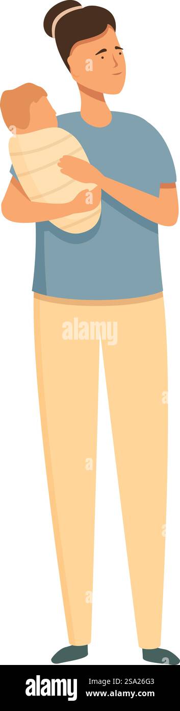 Feeding baby icon cartoon vector. Mother character awake. Babysit ...