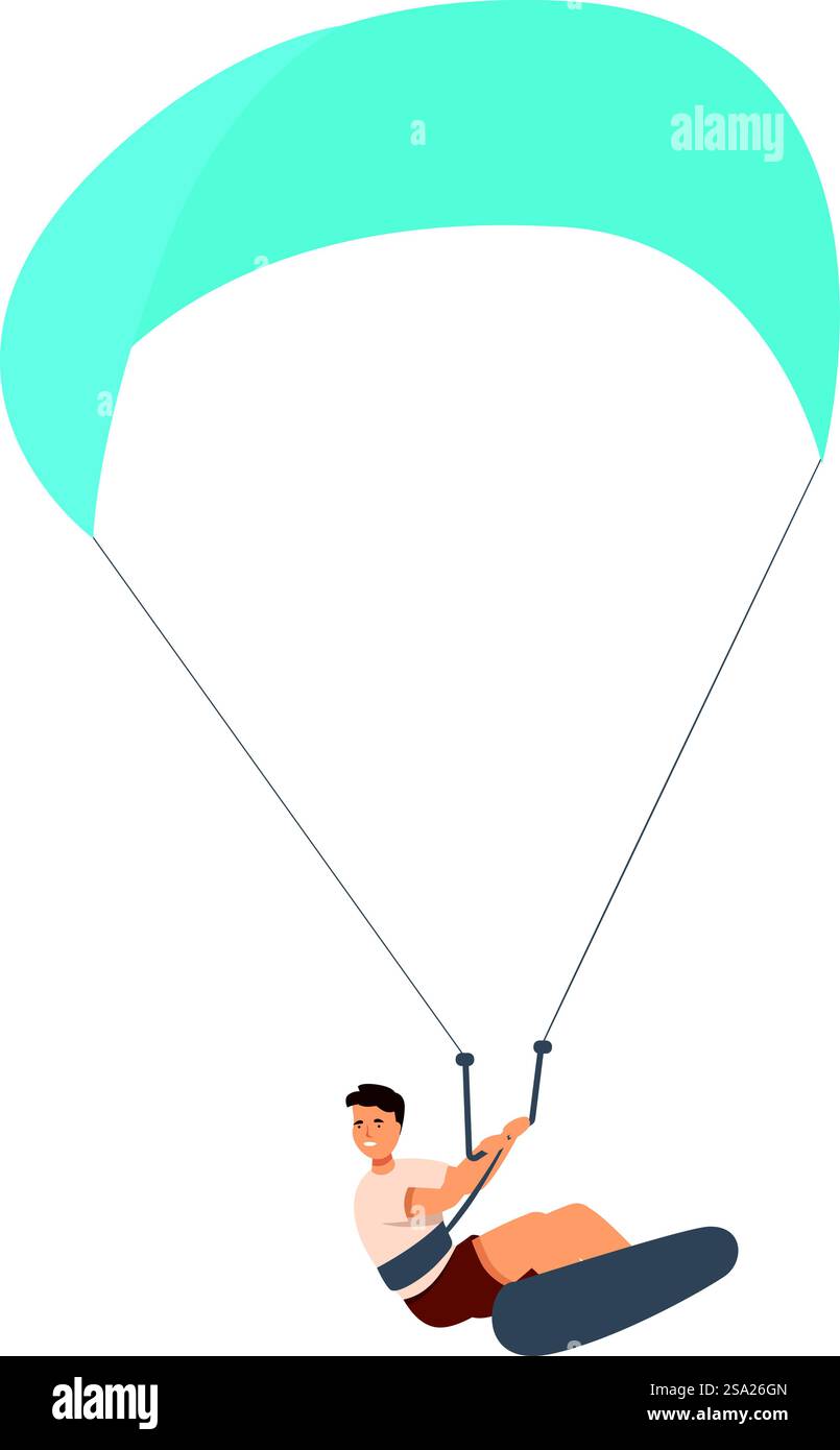 Happy kitesurfing icon cartoon vector. Dynamic freestyle. Sports ...