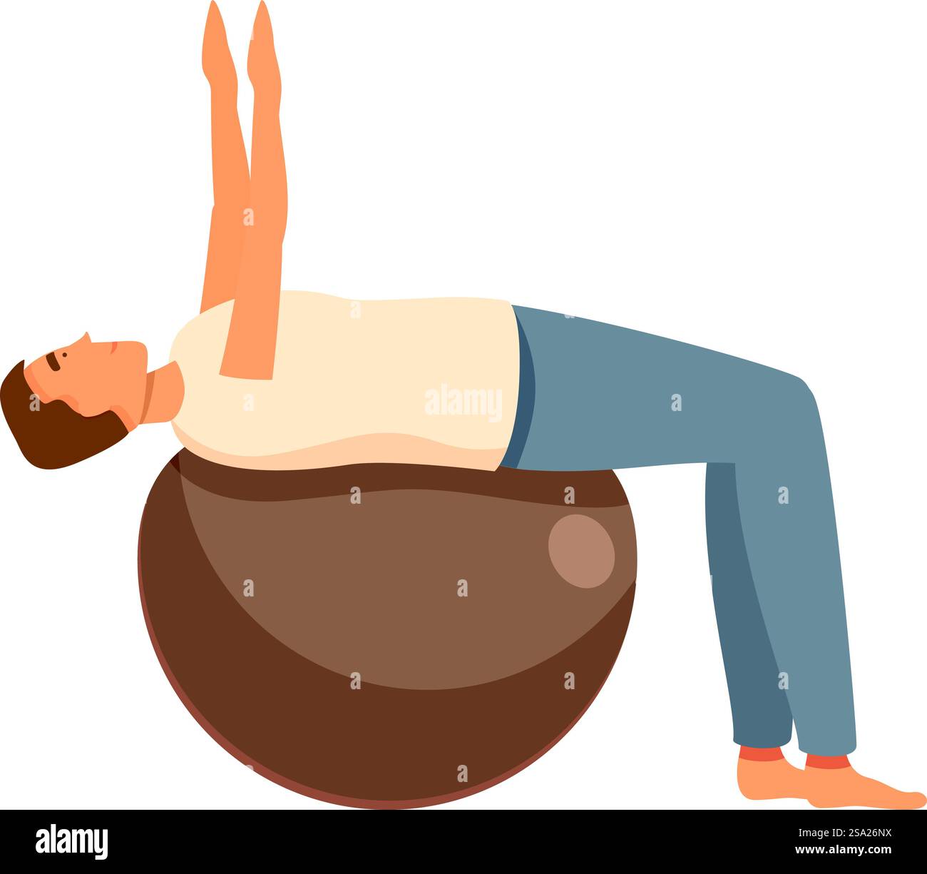 Exercise on fitness ball icon cartoon vector. Patient therapy. Health ...