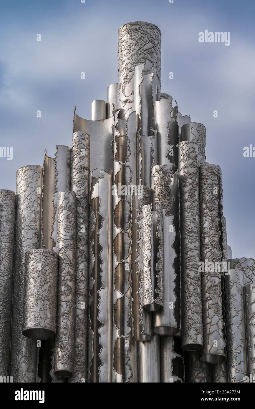 Sibelius abstract monument sculpture from pipes in the Park in Helsinki ...