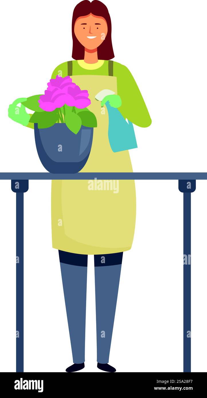 Work pot self icon cartoon vector. Care flowers plant. Good person ...