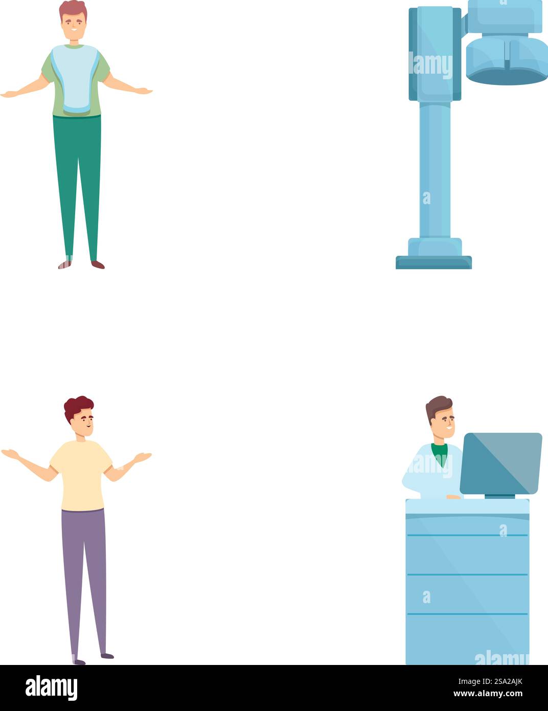 Xray checkup icons set cartoon vector. Doctor examine xray image of ...