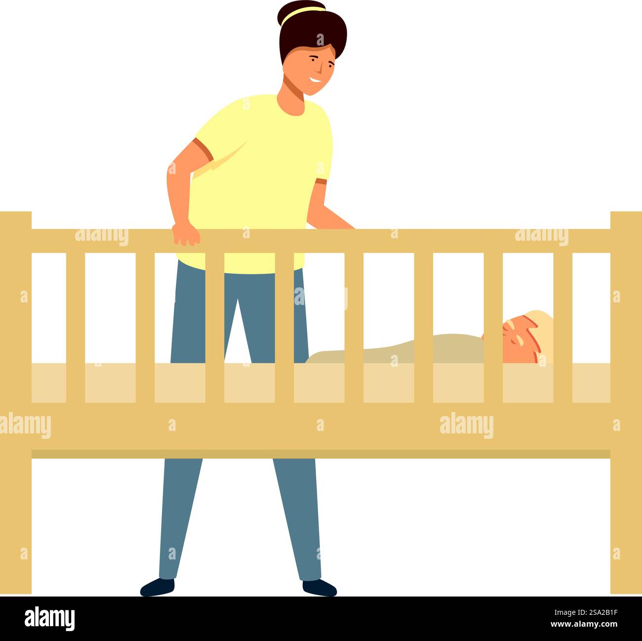 Baby crib wooden icon cartoon vector. Sleep service care. Adorable ...