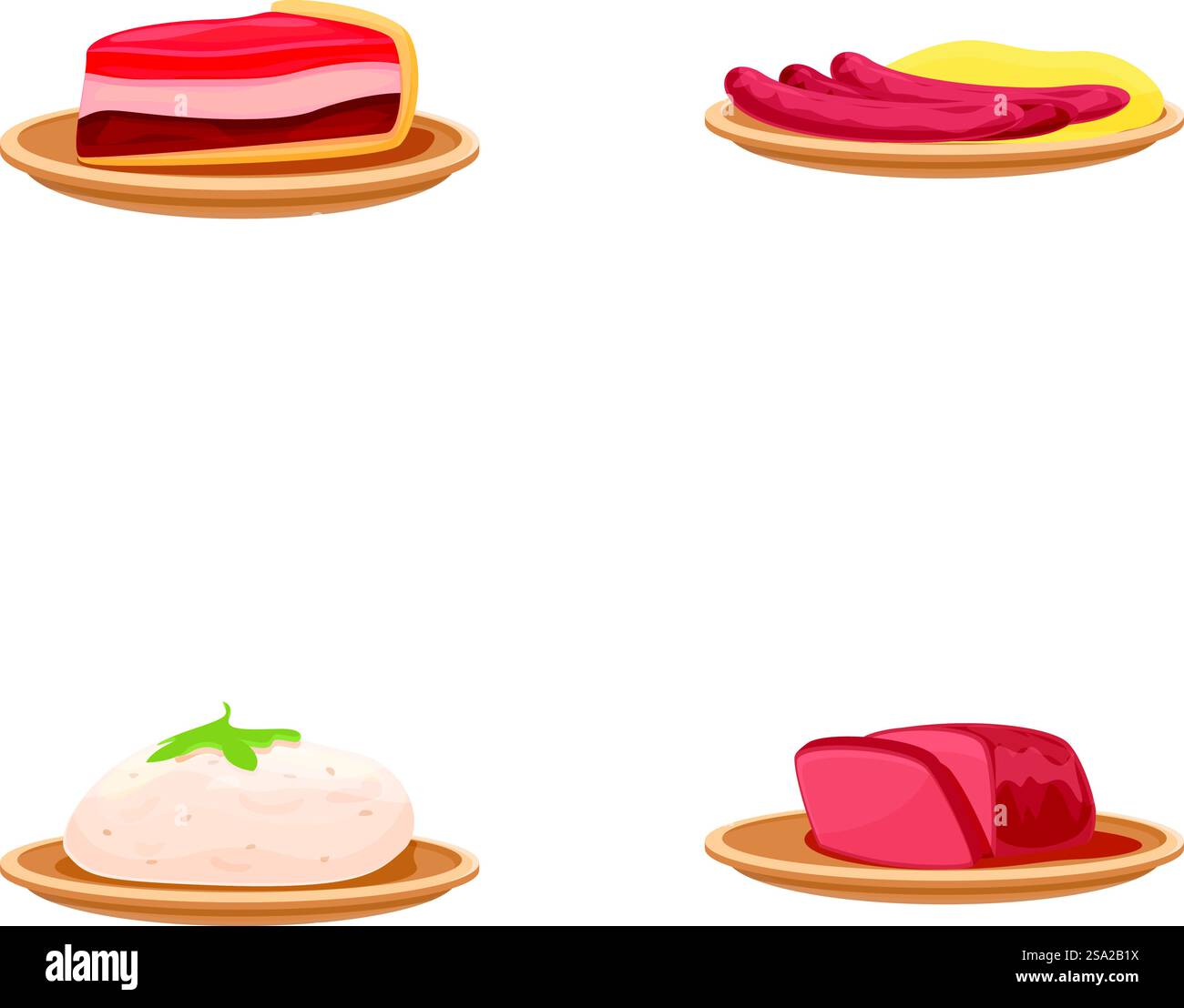 Breakfast icons set cartoon vector. Different type of dish. Food ...