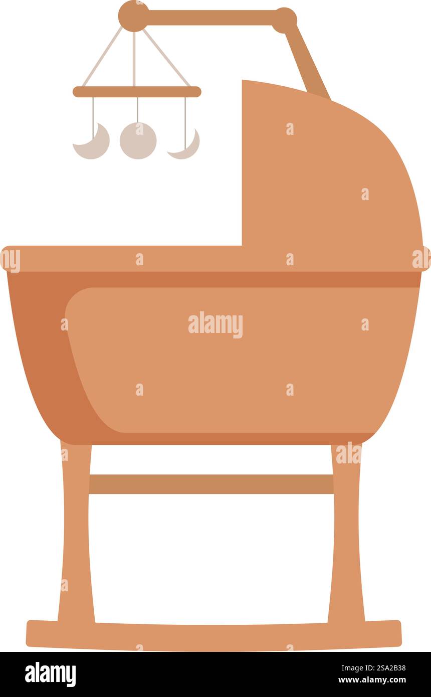Modern wooden crib icon cartoon vector. Desperate crying baby. Tired ...