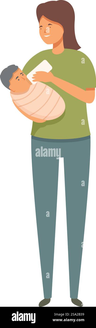 Care mother baby icon cartoon vector. Feeding mother. Cute alert infant ...
