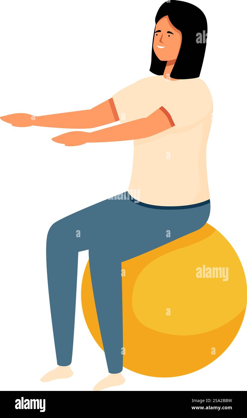 Fitness ball exercise icon cartoon vector. Massage therapy. Support ...