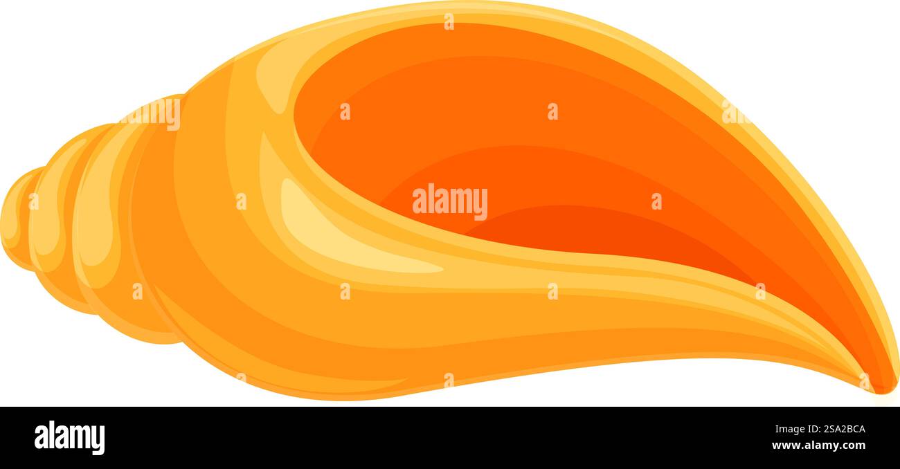 Golden sea shell icon cartoon vector. Dinner meal animal. Conch nature ...