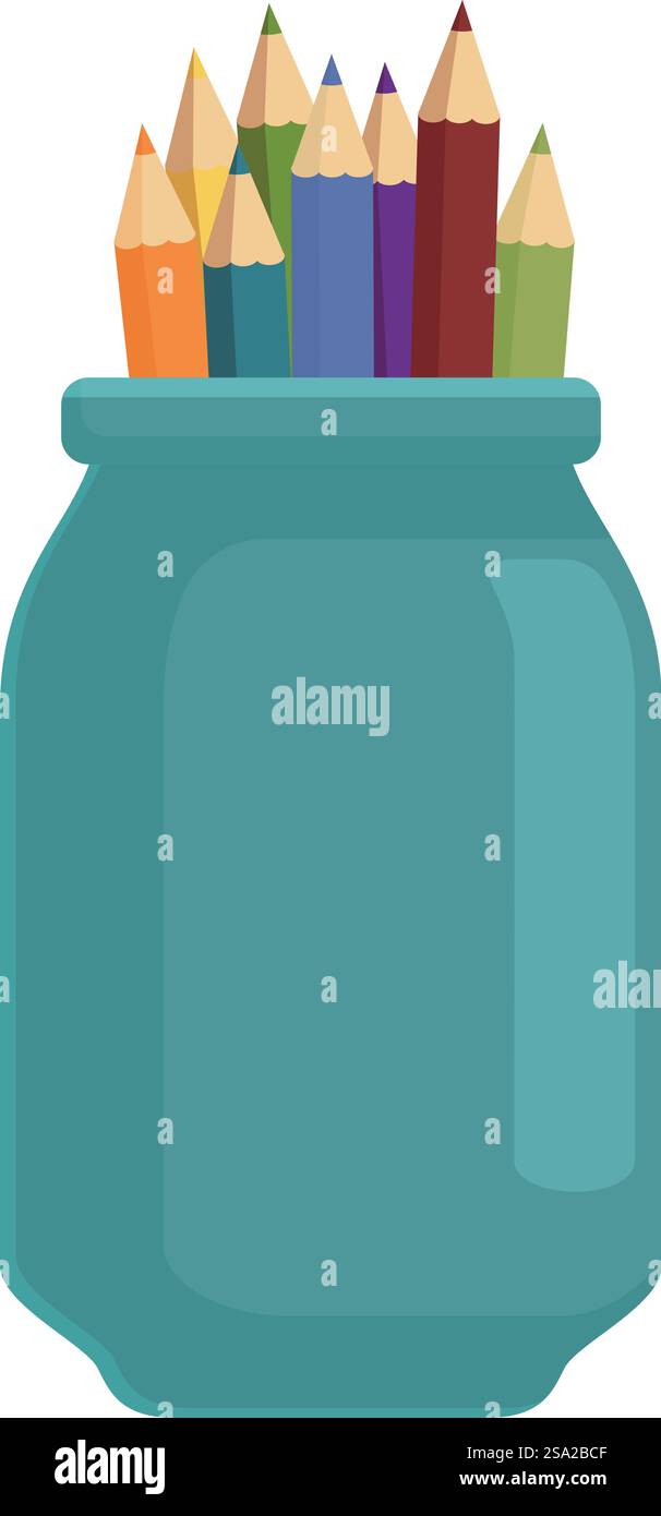 Plastic pencil stand icon cartoon vector. Work office desk. Container ...