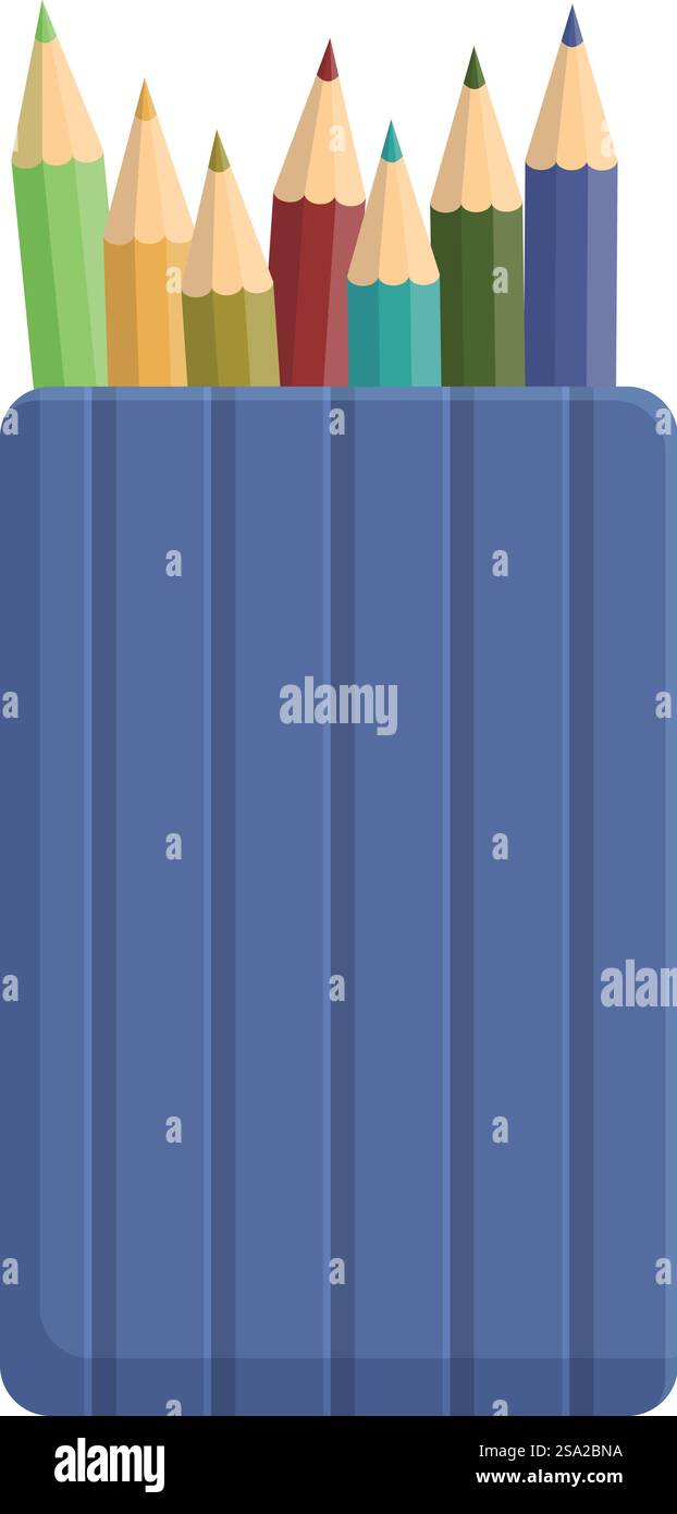 Colorful pencils stand icon cartoon vector. School table. Container ...