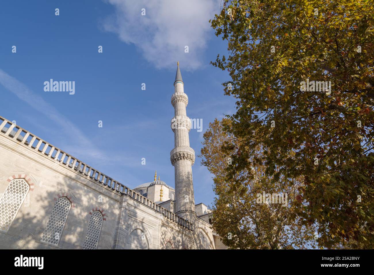Minaret of Blue Mosque (Sultan Ahmed Mosque), Istanbul, Turkey Stock ...