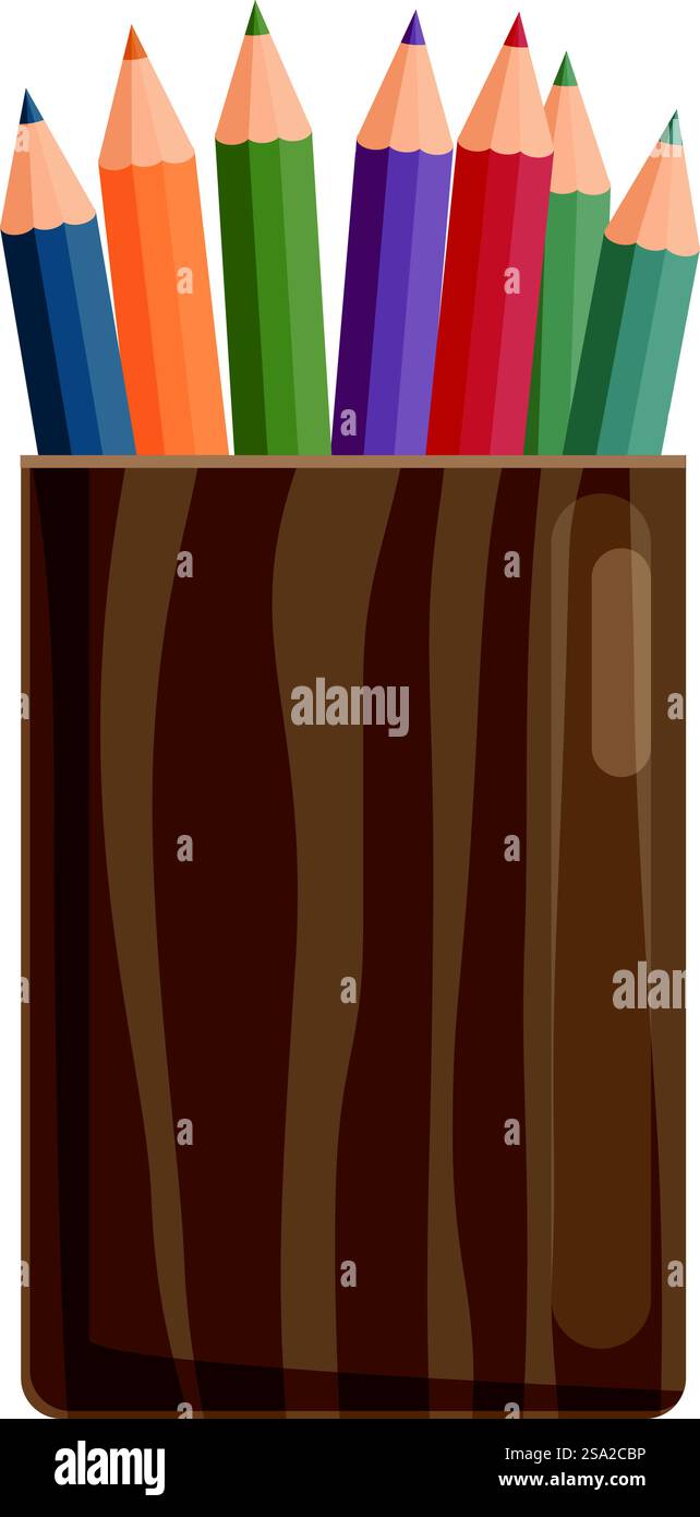 Design office desk icon cartoon vector. Pencil stand. Container graphic ...