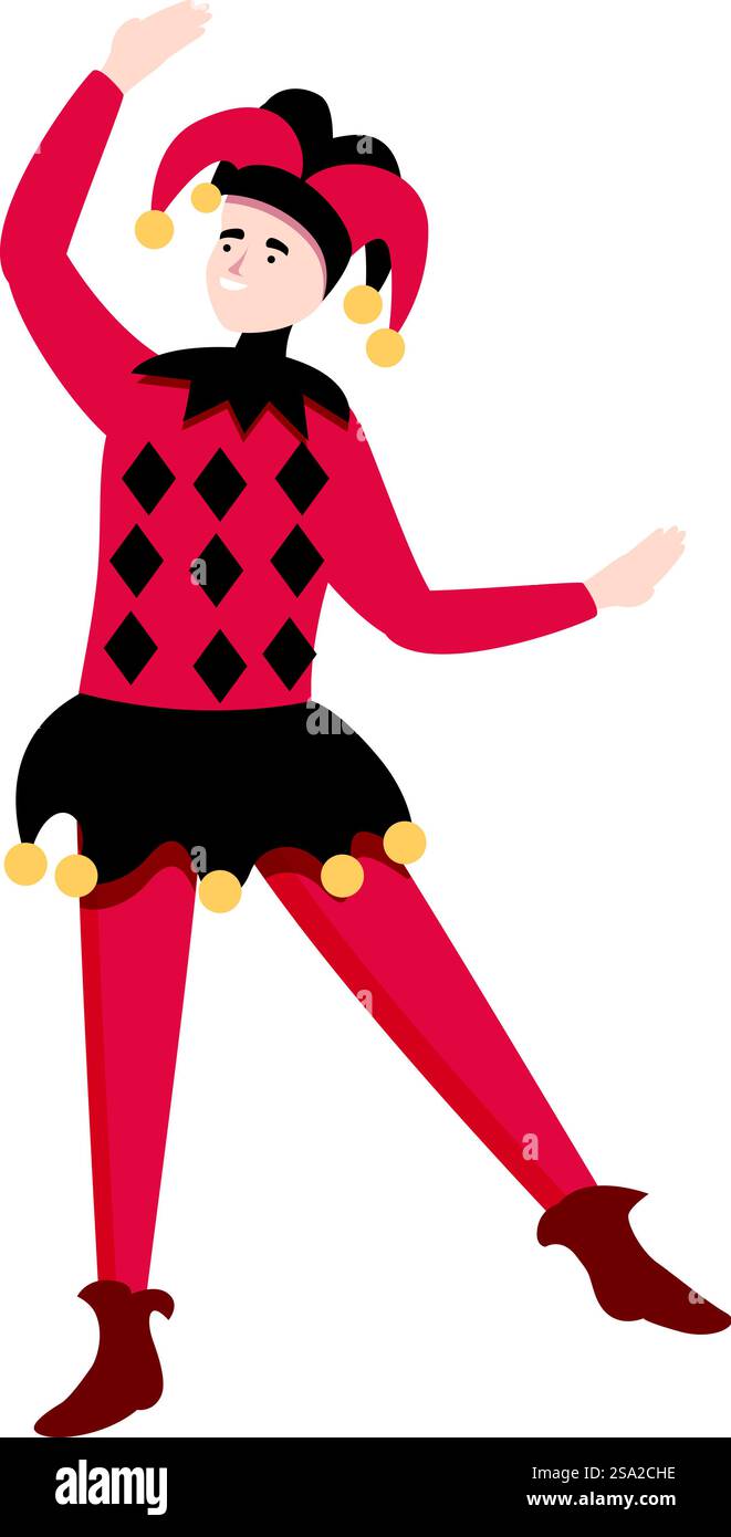 Happy joker icon cartoon vector. Red costume color. Game playing. Happy ...