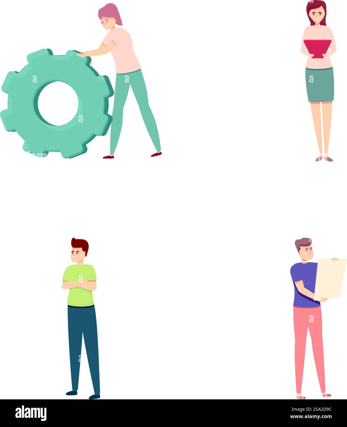 Realization icons set cartoon vector. People find fulfillment in ...