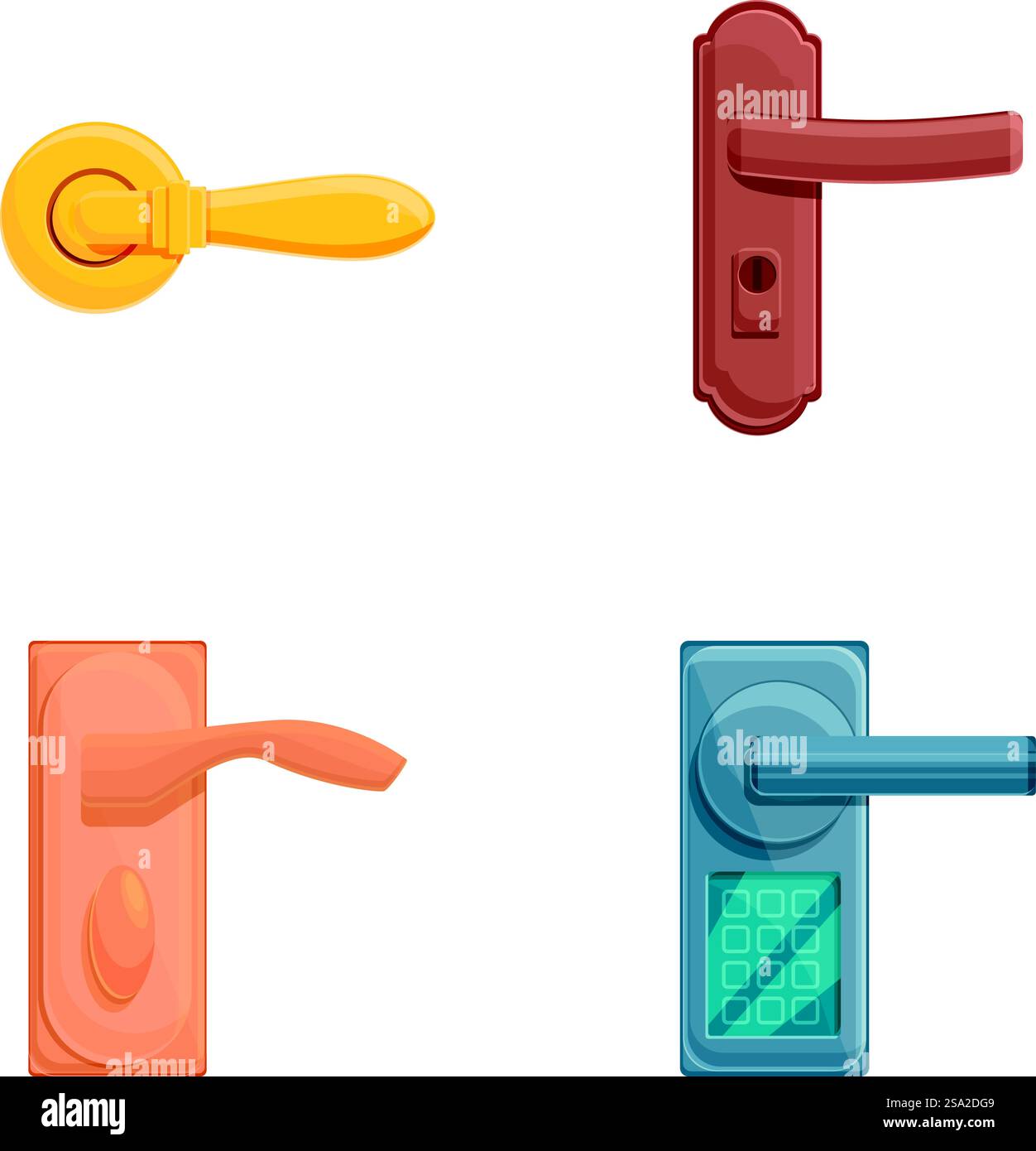 Door knob icons set cartoon vector. New handle for entrance and ...