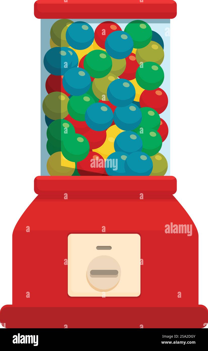 Bubblegum slot icon cartoon vector. Dessert machine. Childhood old ...