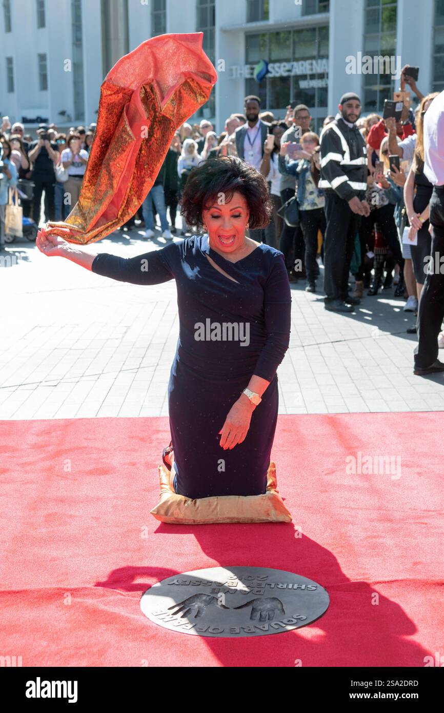 Dame Shirley Bassey unveils her handprints in the form of a bronze ...