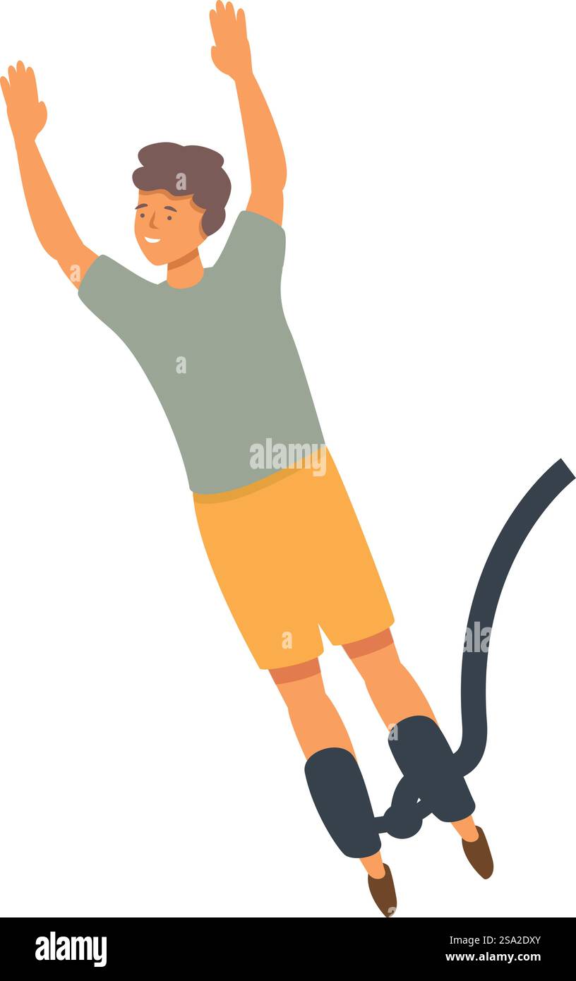 Happy teen jump icon cartoon vector. Active character. Danger risk ...