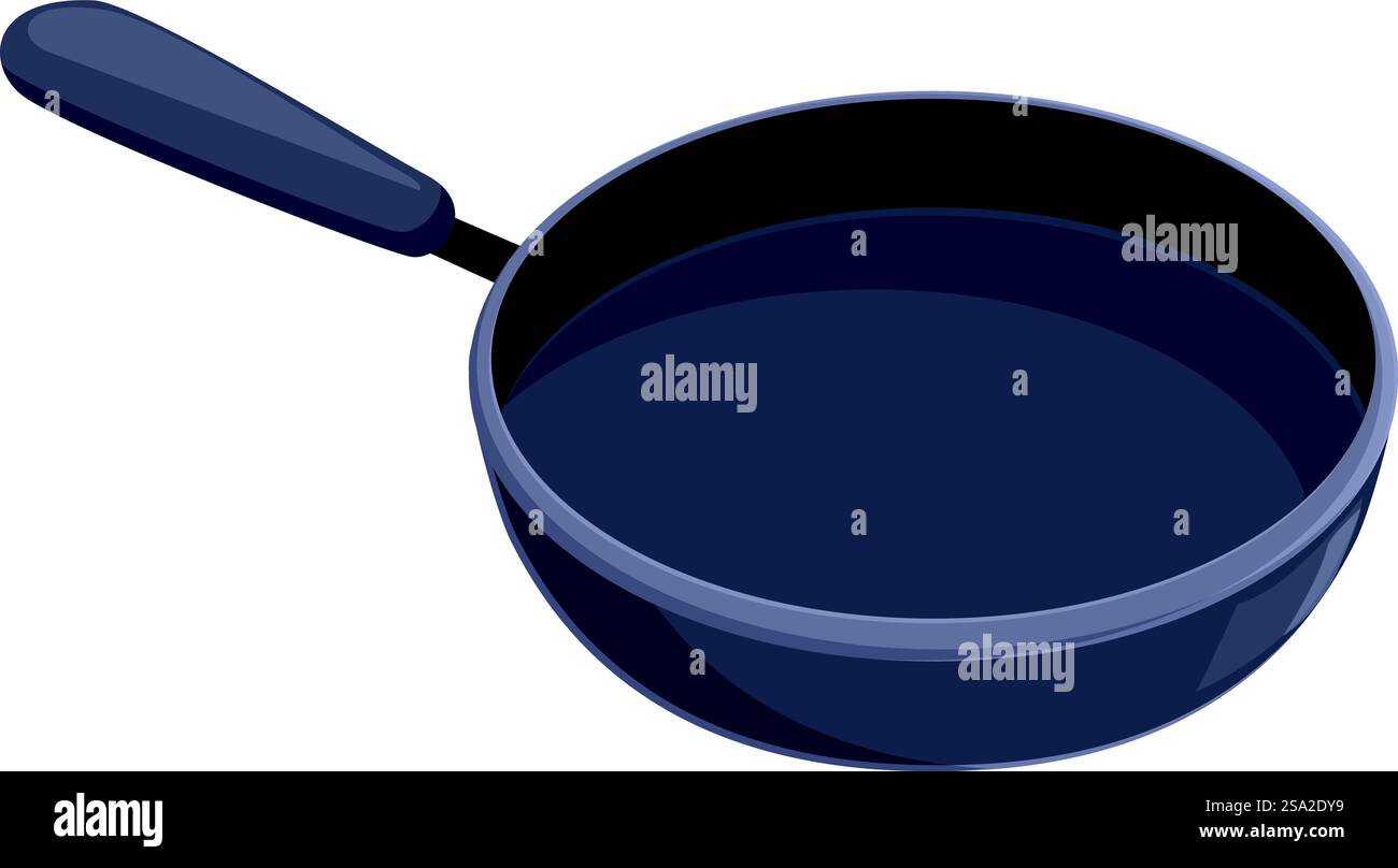 Frying pan black color icon cartoon vector. Domestic object. Meal metal ...