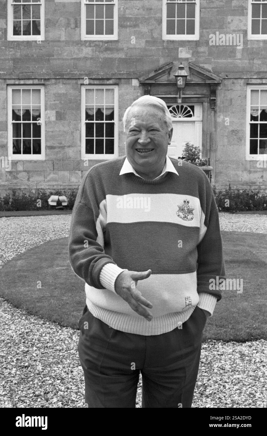 Sir Ted Heath conducts in Salisbury Cathedral and outside his home 'Arundells' in Salisbury ...