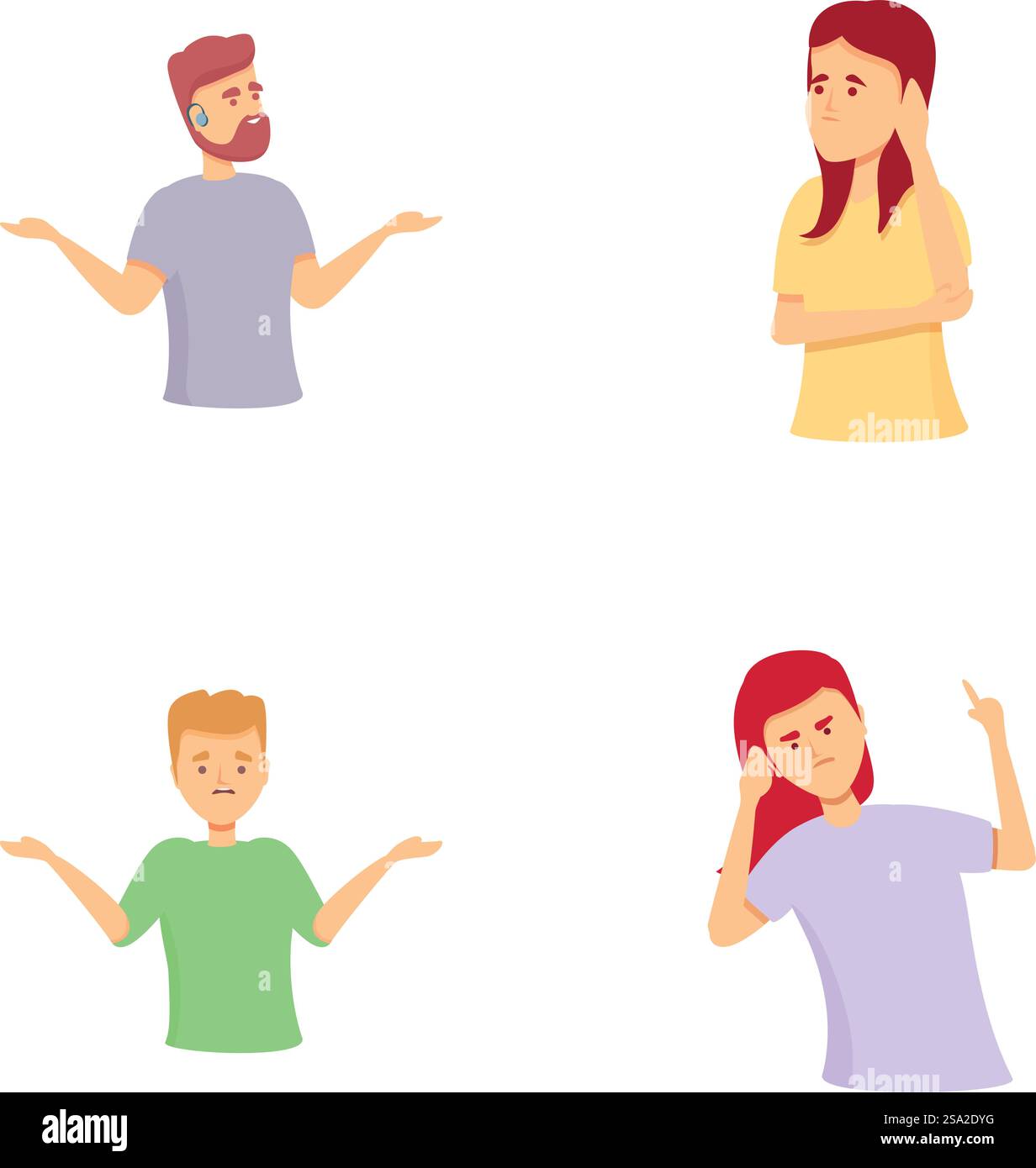 Hearing problem icons set cartoon vector. Deaf people with hearing ...