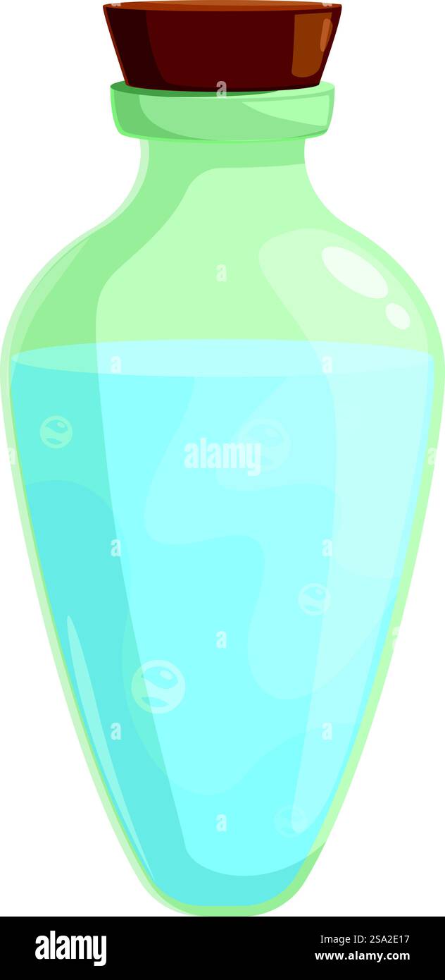 Blue potion icon cartoon vector. Game vial. Bottle crystal energy. Blue ...