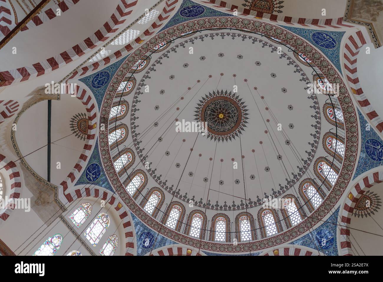Interior view of The Rustem Pasha Mosque, famous for the Iznik blue ...