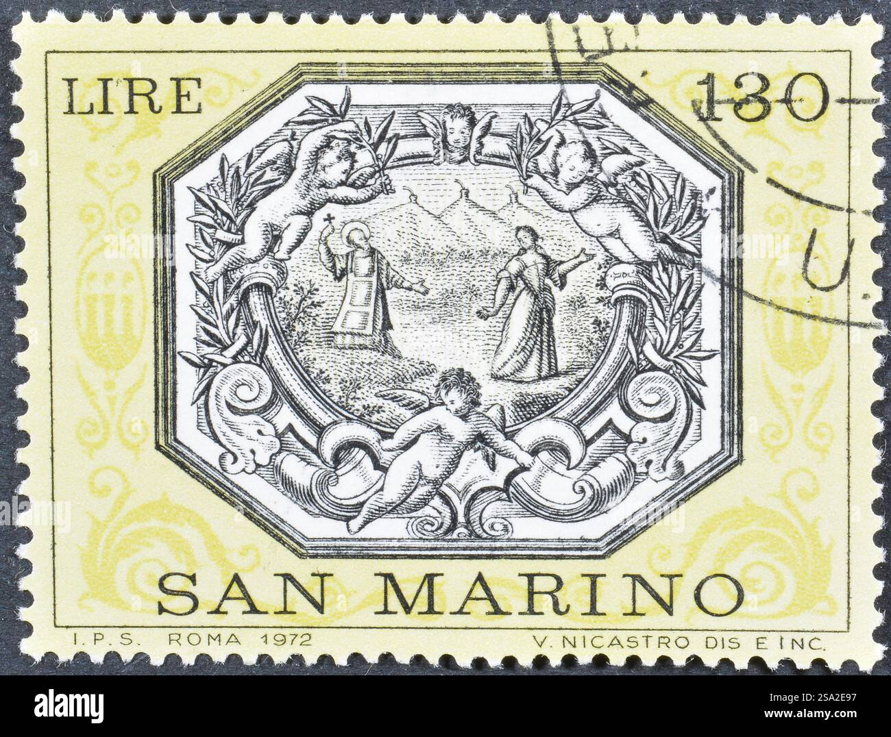 Cancelled postage stamp printed by San Marino, that promotes The Legend ...