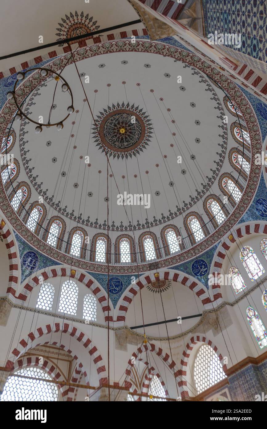 Interior view of The Rustem Pasha Mosque, famous for the Iznik blue ...