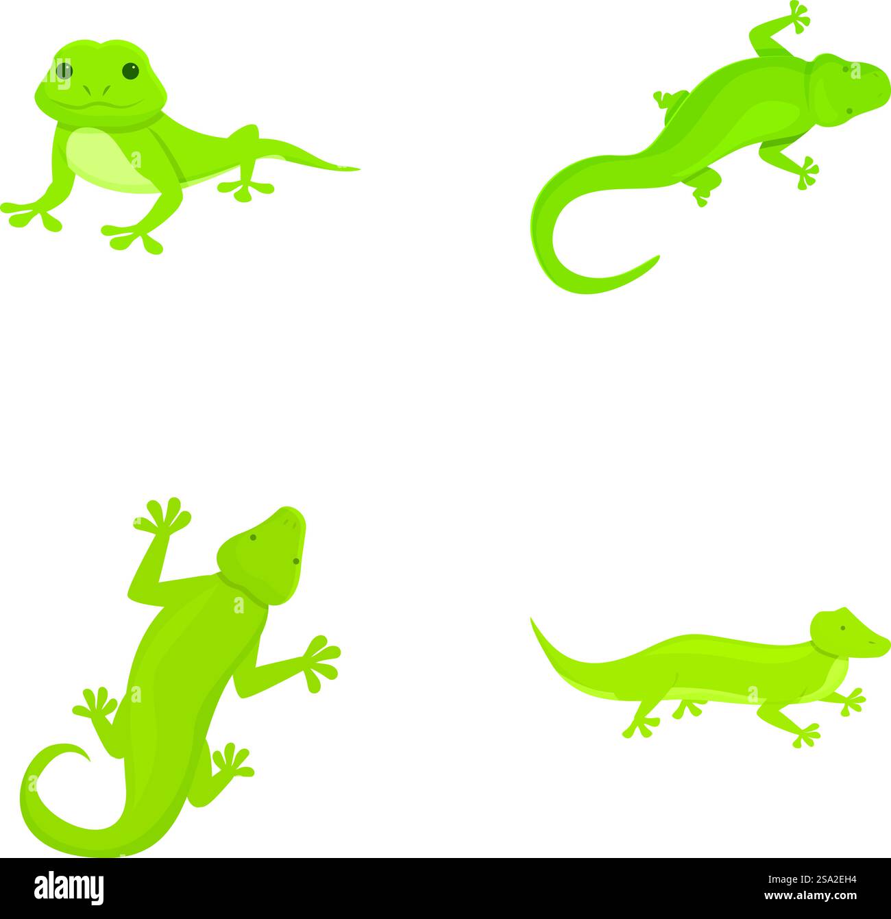 Gecko icons set cartoon vector. Cute cartoon green lizard. Animal ...