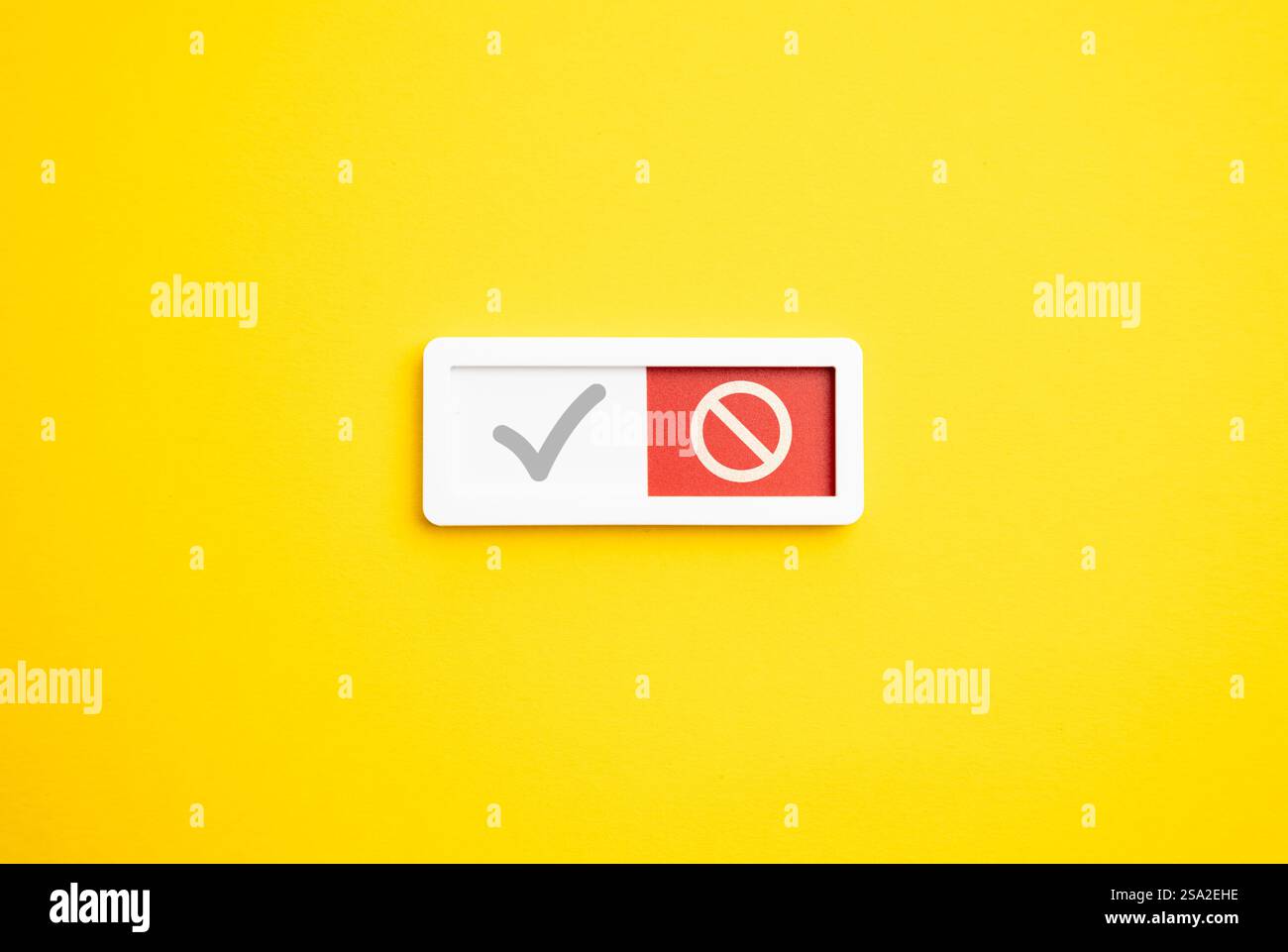 Switch button showing red refusal symbol. Cancellation. Absence and non ...