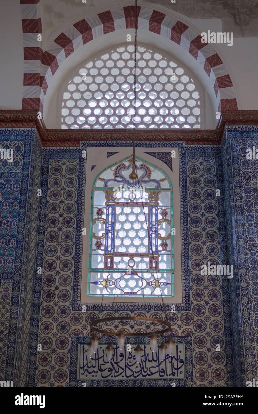 Interior of the Rustem Pasha Mosque, famous for the Iznik blue tiles ...