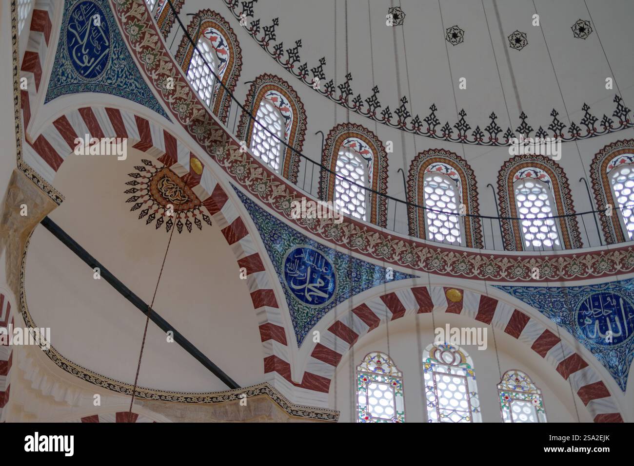 Interior of the Rustem Pasha Mosque, famous for the Iznik blue tiles ...