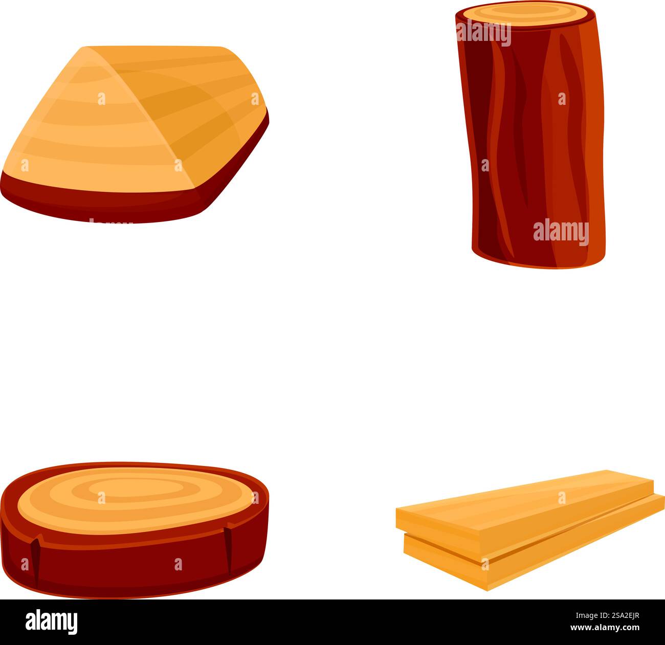 Wooden material icons set cartoon vector. Natural lumber, carpentry ...