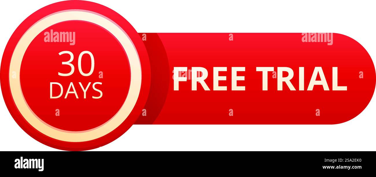 Free trial badge icon cartoon vector. Stick special product. Customer ...
