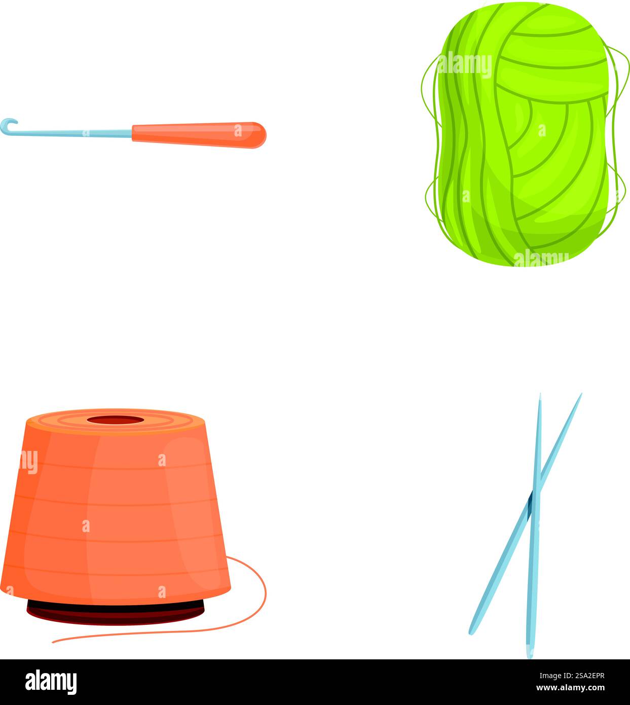 Crochet icons set cartoon vector. Knitting tool and colorful yarn ...