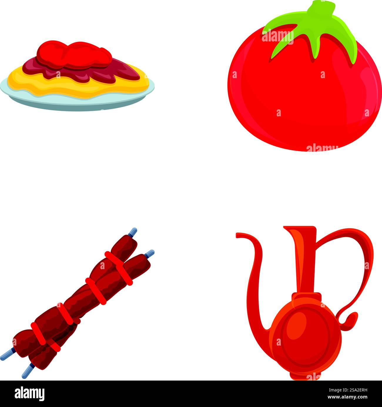 Turkish food icons set cartoon vector. Turkish traditional product ...