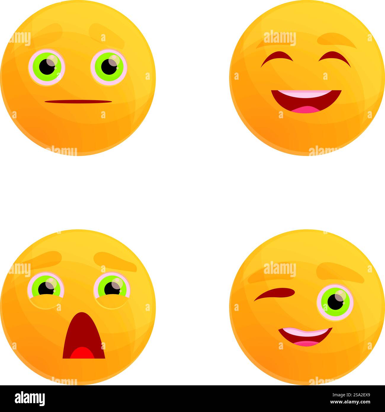 Smiley icons set cartoon vector. Smiley with expression of different ...