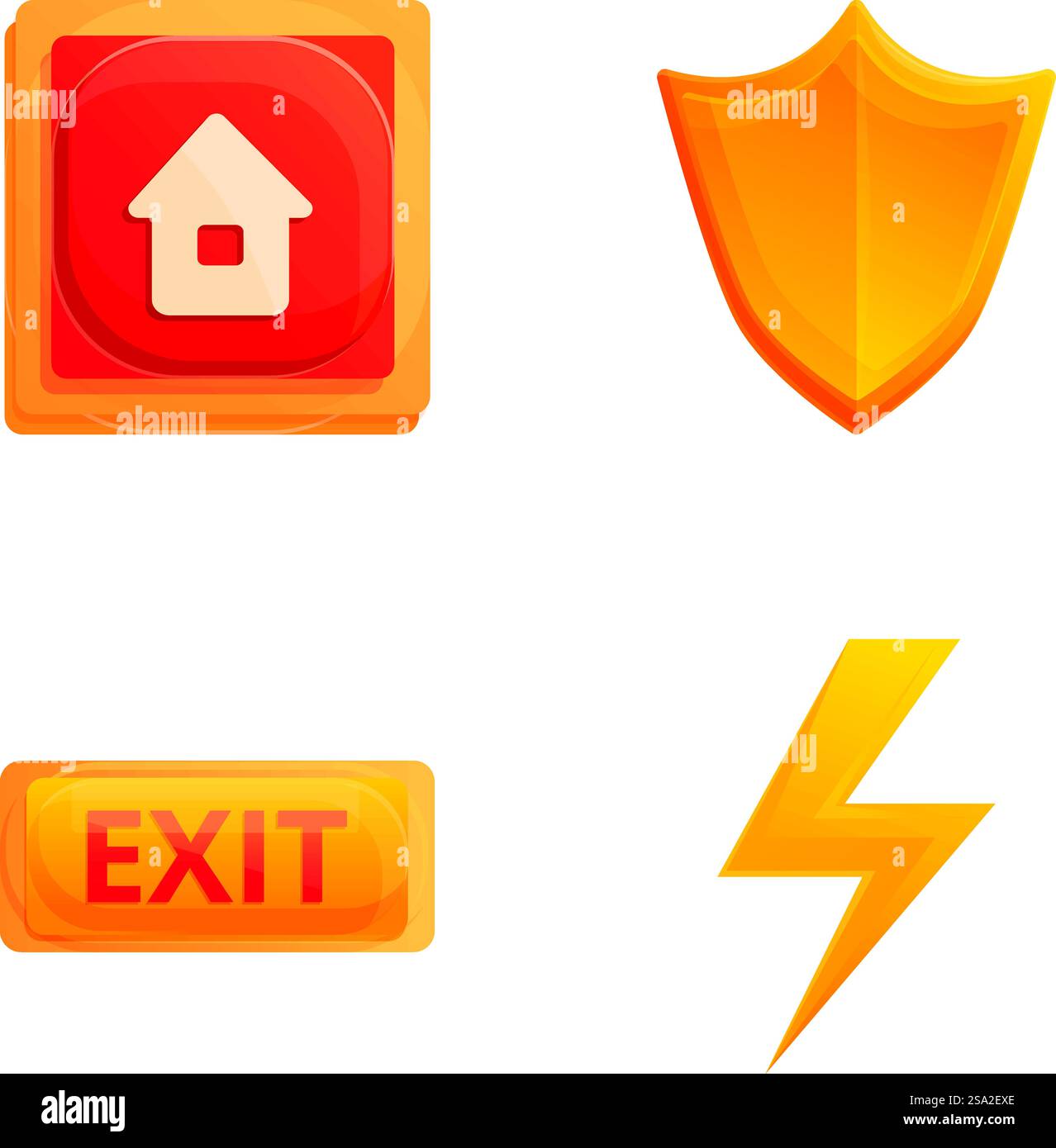 Defense icons set cartoon vector button for home hi-res stock ...