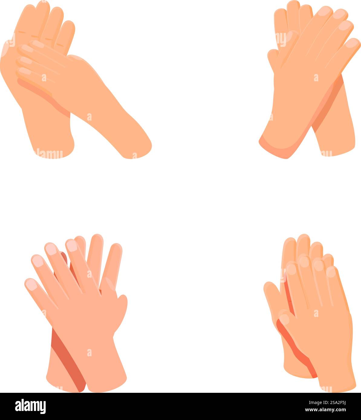 Hand clapping icons set cartoon vector. Set of different clapping hand ...