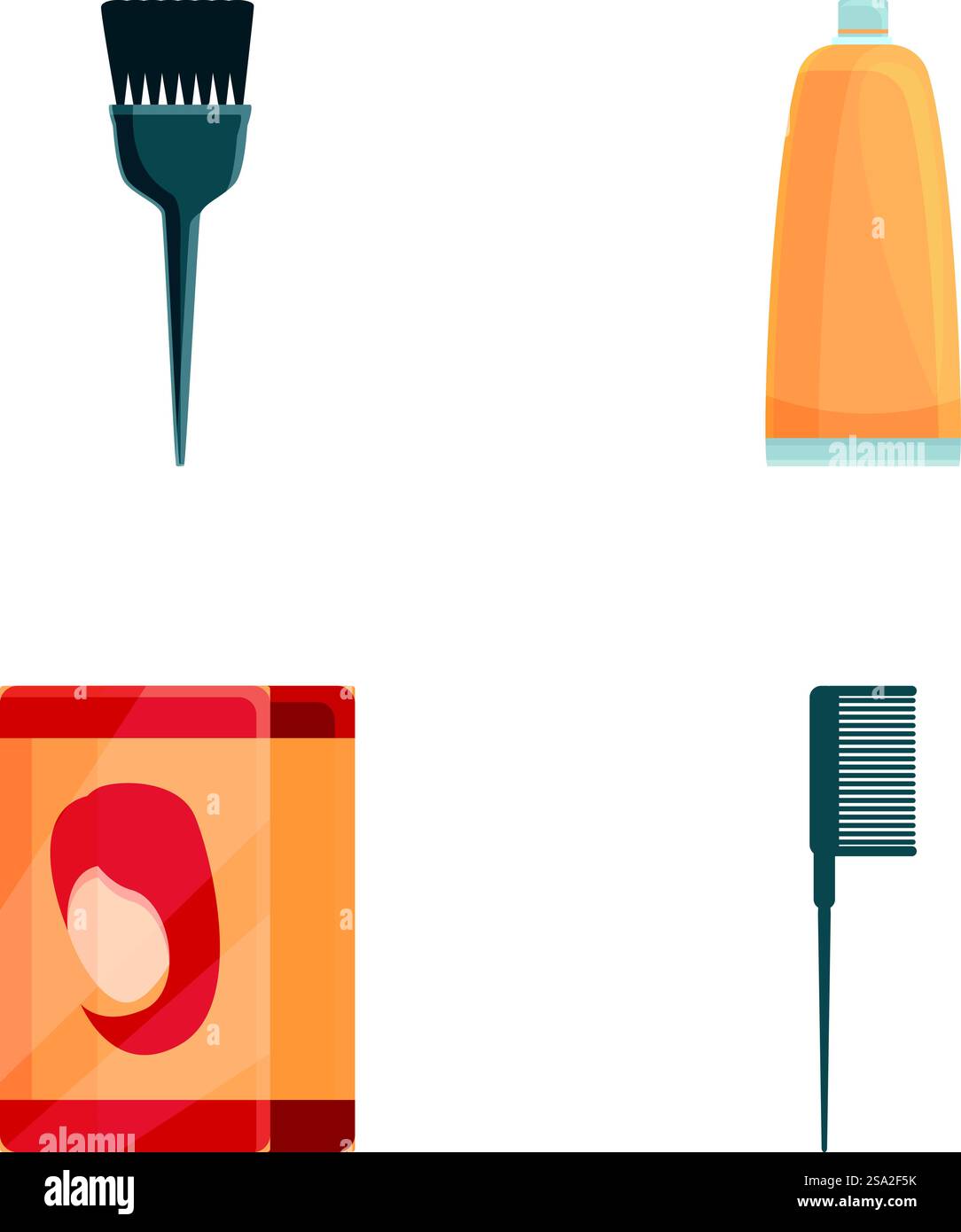 Hair coloring icons set cartoon vector. Equipment for hair dyeing ...