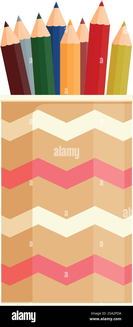 Stationery pencil icon cartoon vector. Container stand. Office work ...