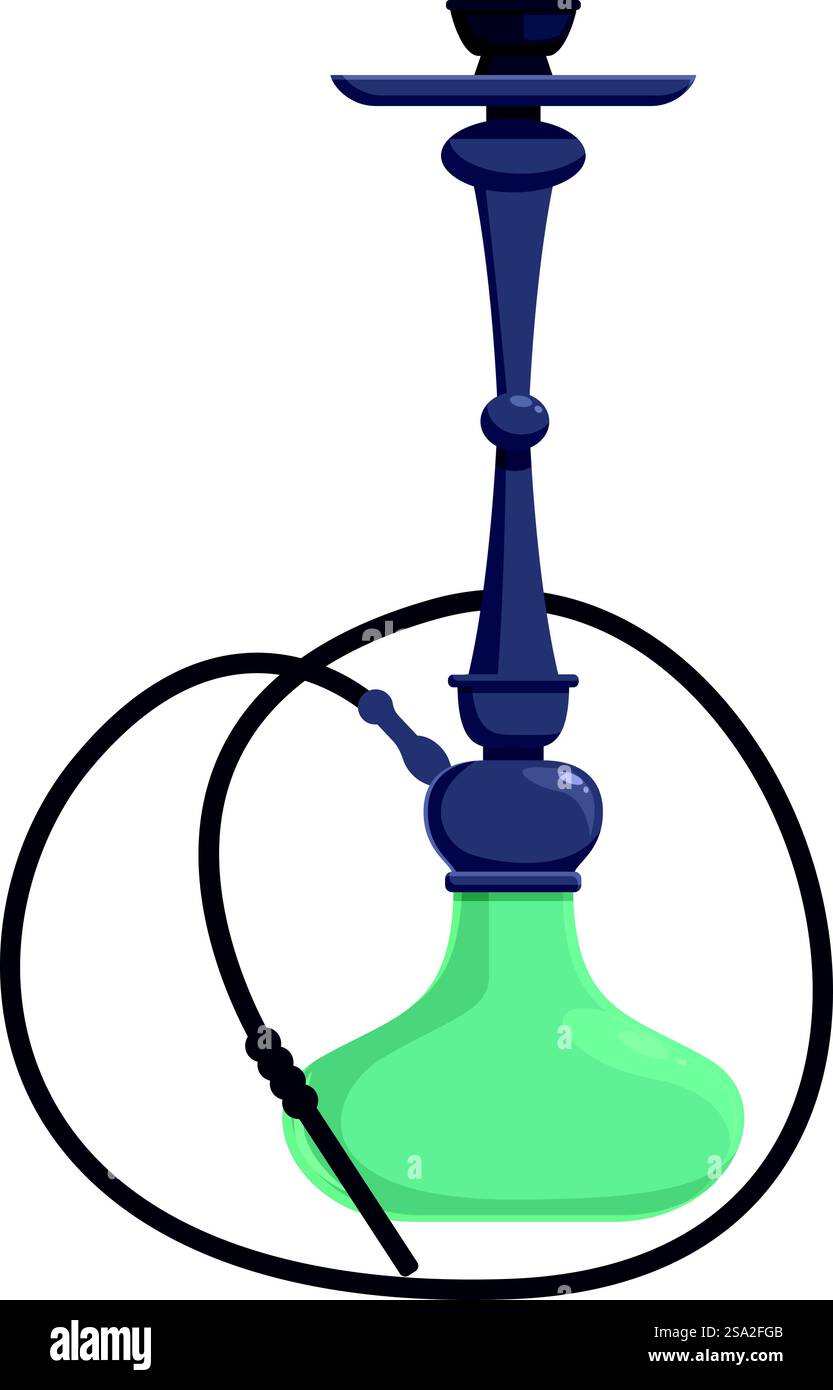 Black green hookah icon cartoon vector. Smoking equipment. Arabian ...