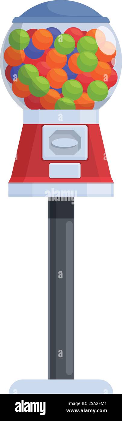 Stand vending machine icon cartoon vector. Bubblegum equipment. Candy ...
