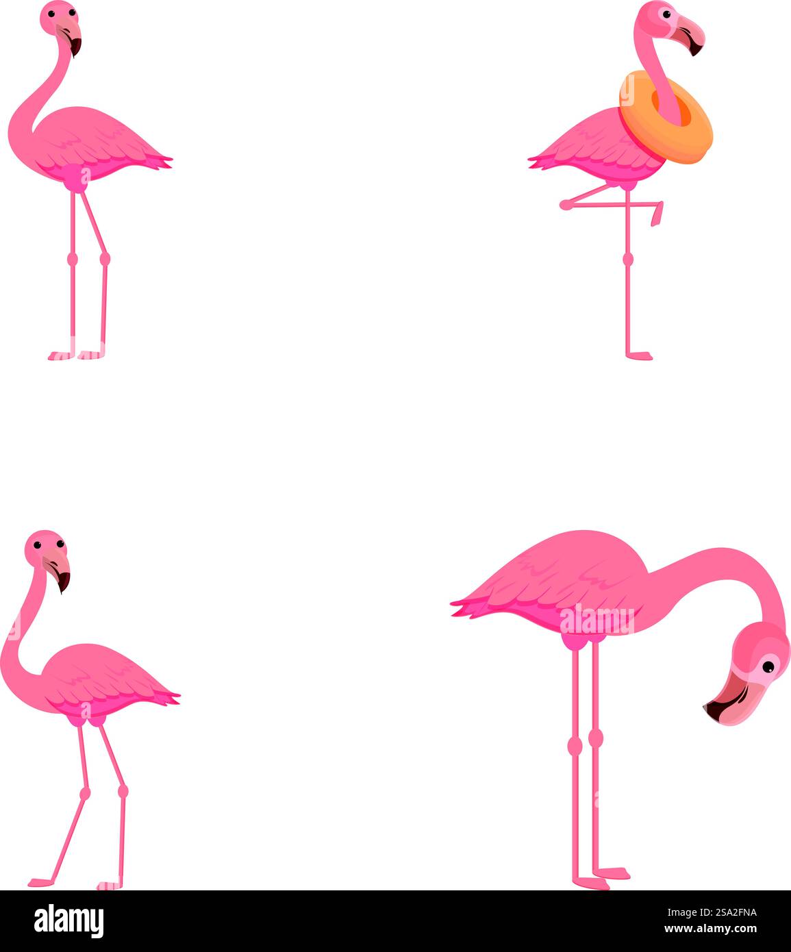 Flamingo icons set cartoon vector. Cute pink flamingo bird. Cartoon ...